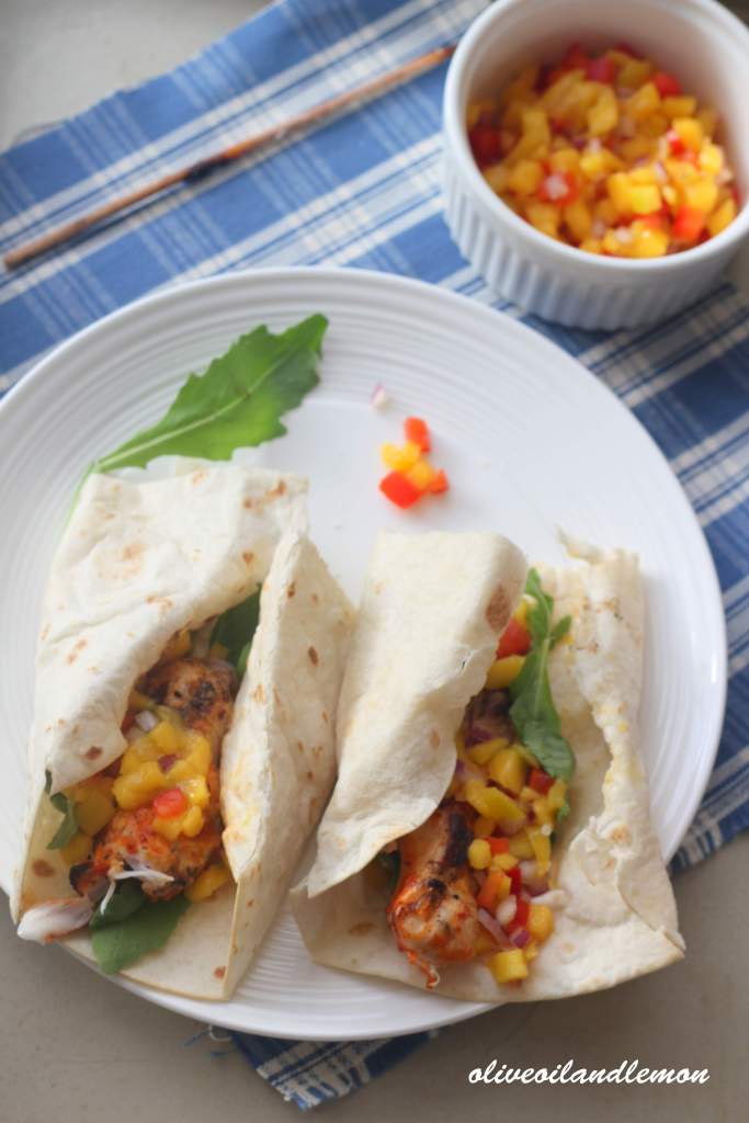 Sweet Chilli & Lime Chicken Wraps with Mango Salsa – oliveoilandlemon